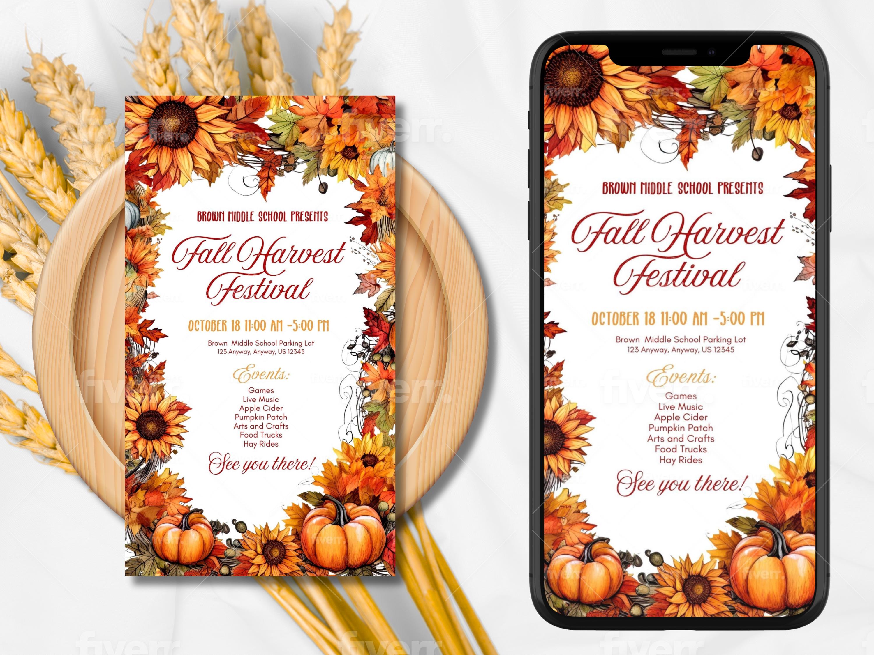 Editable Fall Harvest Festival Invitation Template (canva) - Etsy