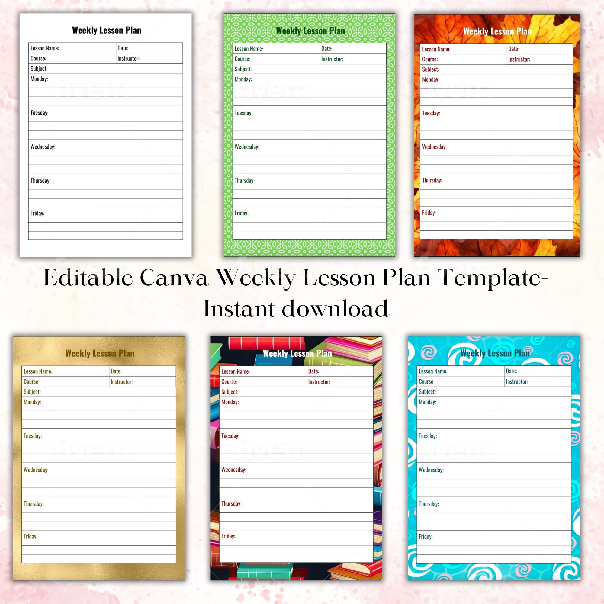 Editable Lesson Plan Template, Printable, Weekly Lesson Planner ...