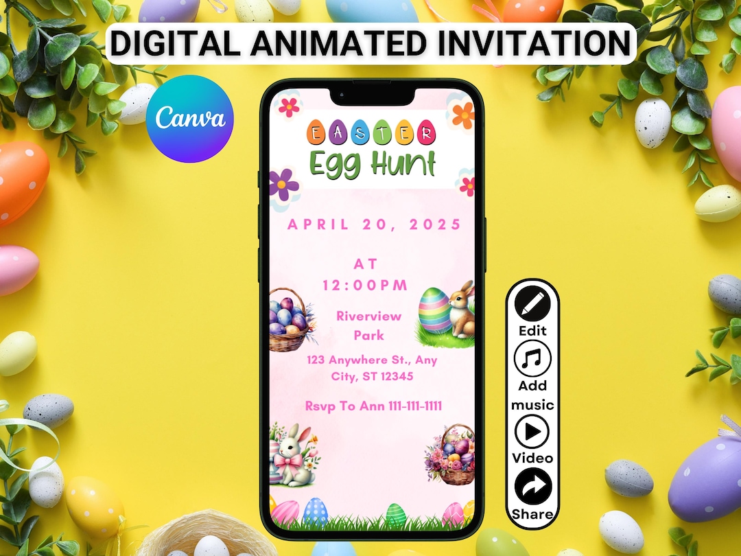 Animated Easter Egg Hunt Invite, Digital Egg Hunt Invite - Etsy