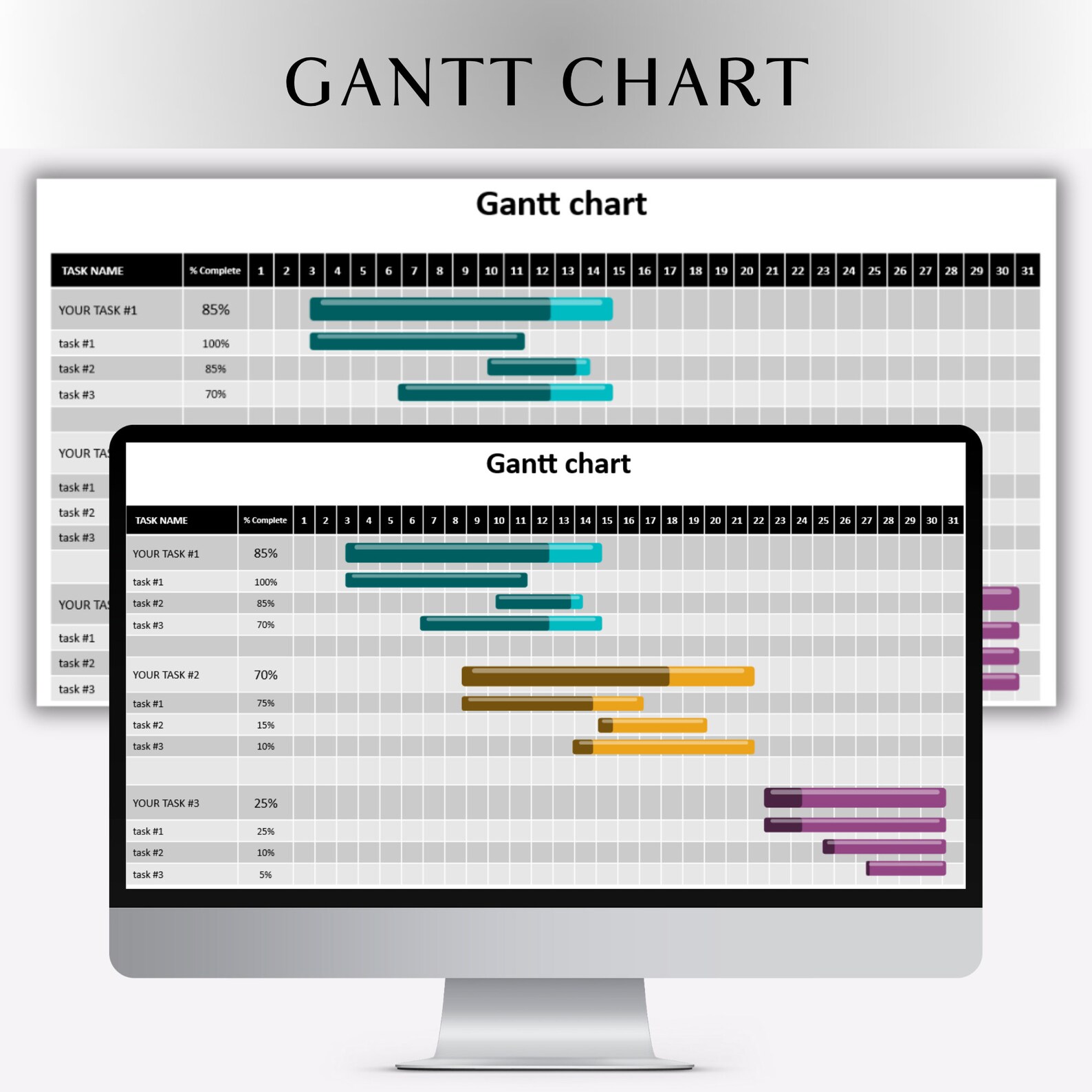 Gantt Chart Powerpoint Fully Editable Templates - Etsy