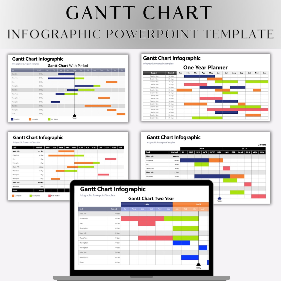 Gantt Chart Powerpoint Fully Editable Templates - Etsy