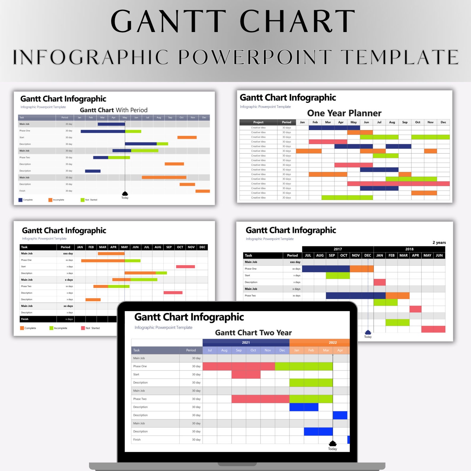 Gantt Chart Powerpoint Fully Editable Templates - Etsy
