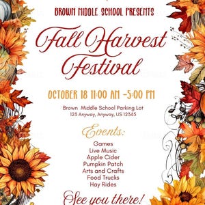 Editable Fall Harvest Festival Invitation Template (canva) - Etsy