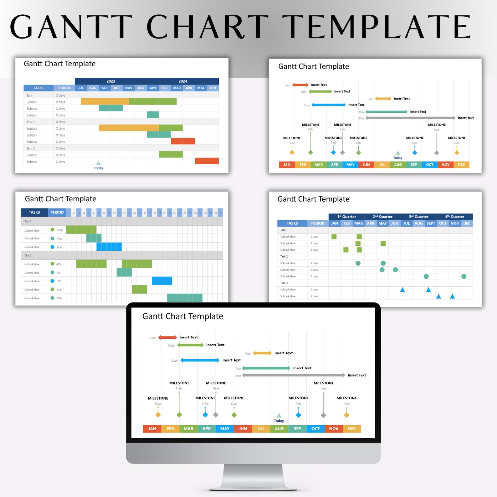 Gantt Chart Powerpoint Fully Editable Templates - Etsy
