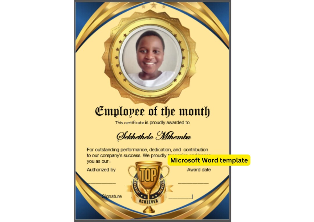 Employee of the Month | Microsoft Word Template With Digital Logo (top ...