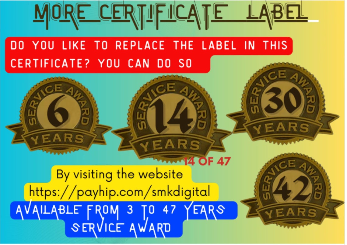 Certificate Template: 25 Years of Service - Etsy