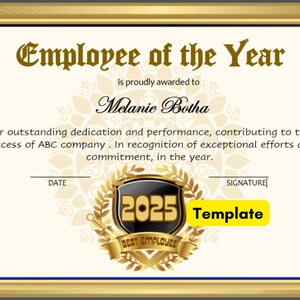 Certificate Template: 25 Years of Service - Etsy