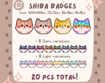Shiba Inu Face Sub Badges for Twitch, Cute Puppy Dog Pixel Art Bit ...
