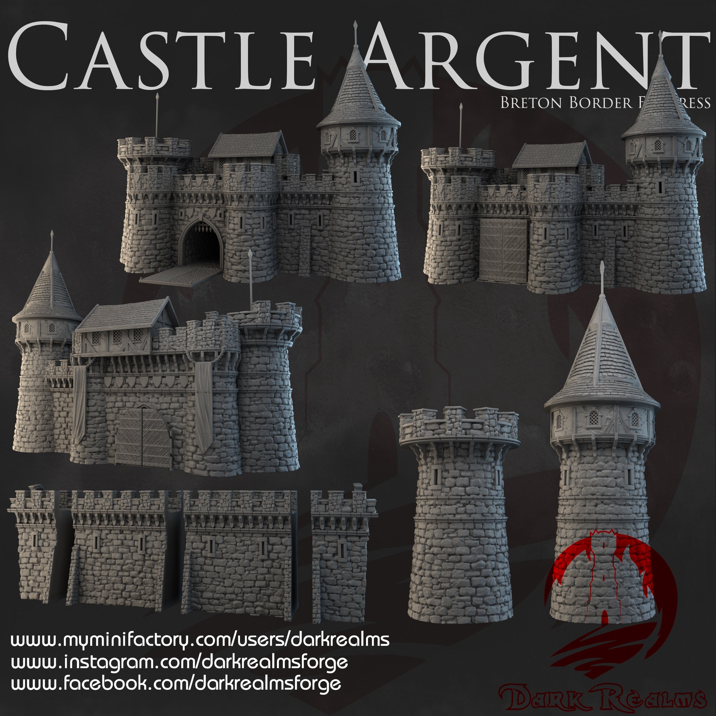 Castle Gate and Walls by Dark Realms Dnd Miniature Terrain for Dungeons ...