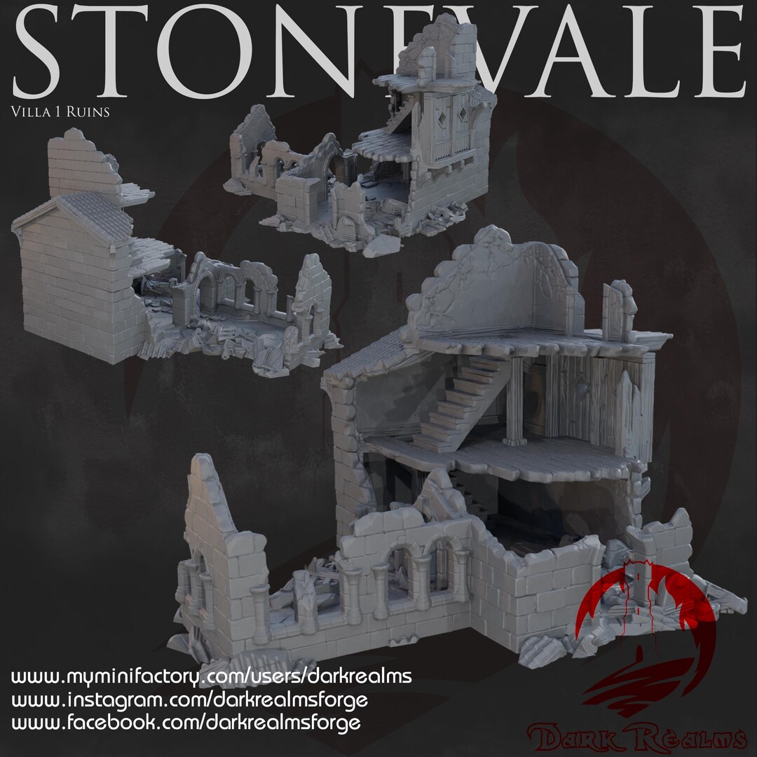 Stonevale Ruins Villa 1, Dnd Miniature Terrain - Etsy