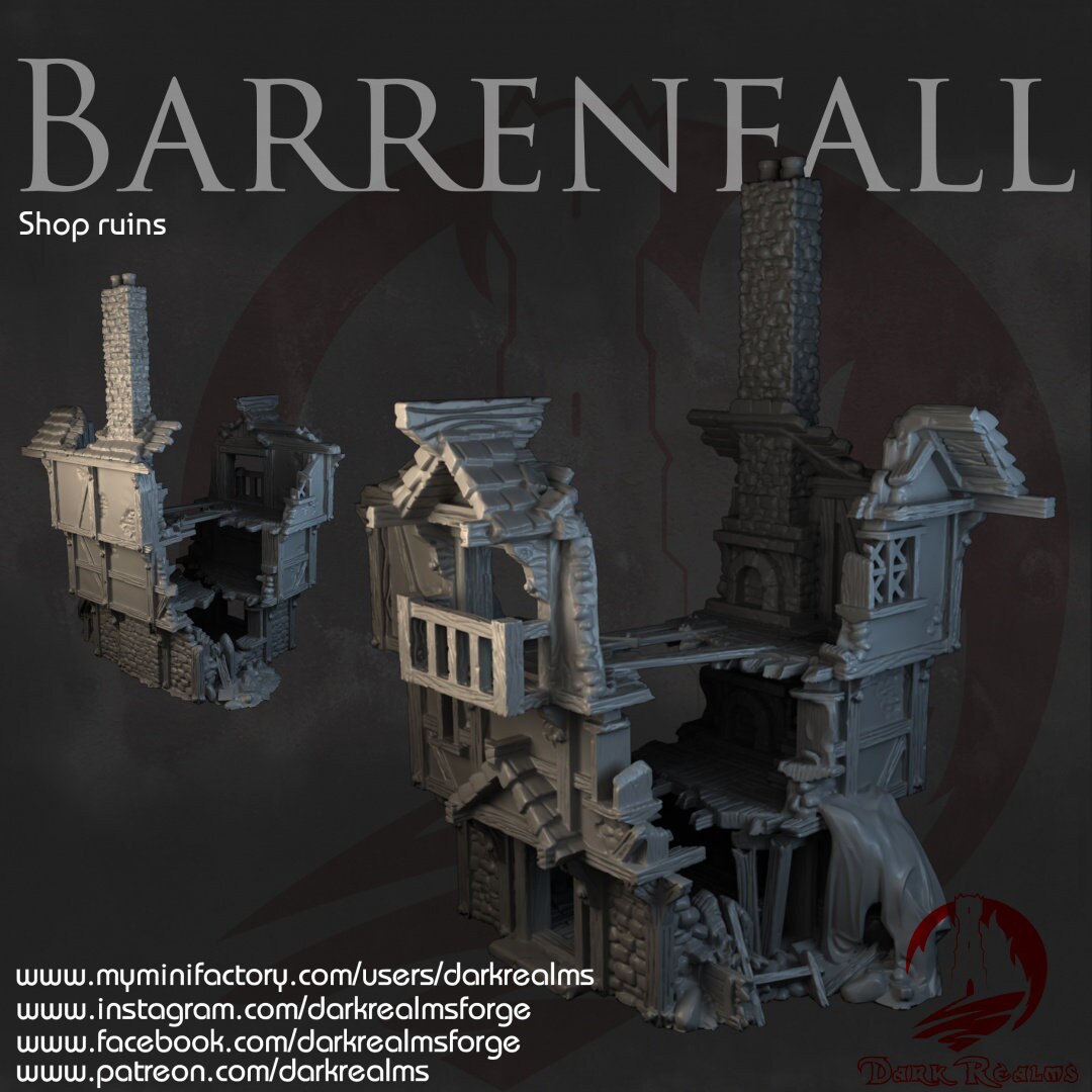 Barrenfall Ruined Shop, 3D Printed Dnd Terrain Miniature - Etsy