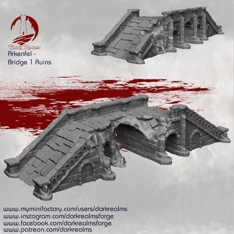 Arkenfel Bridge Ruins, 3D Printed Miniature Terrain - Etsy