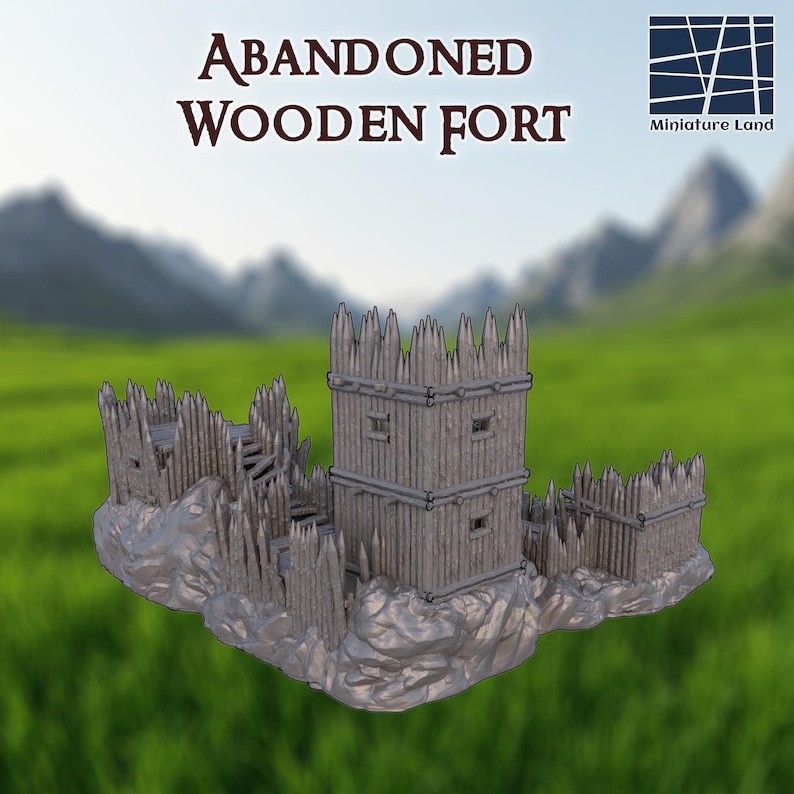 3D Printed Ruined Wooden Fort, Dnd Miniature Terrain - Etsy