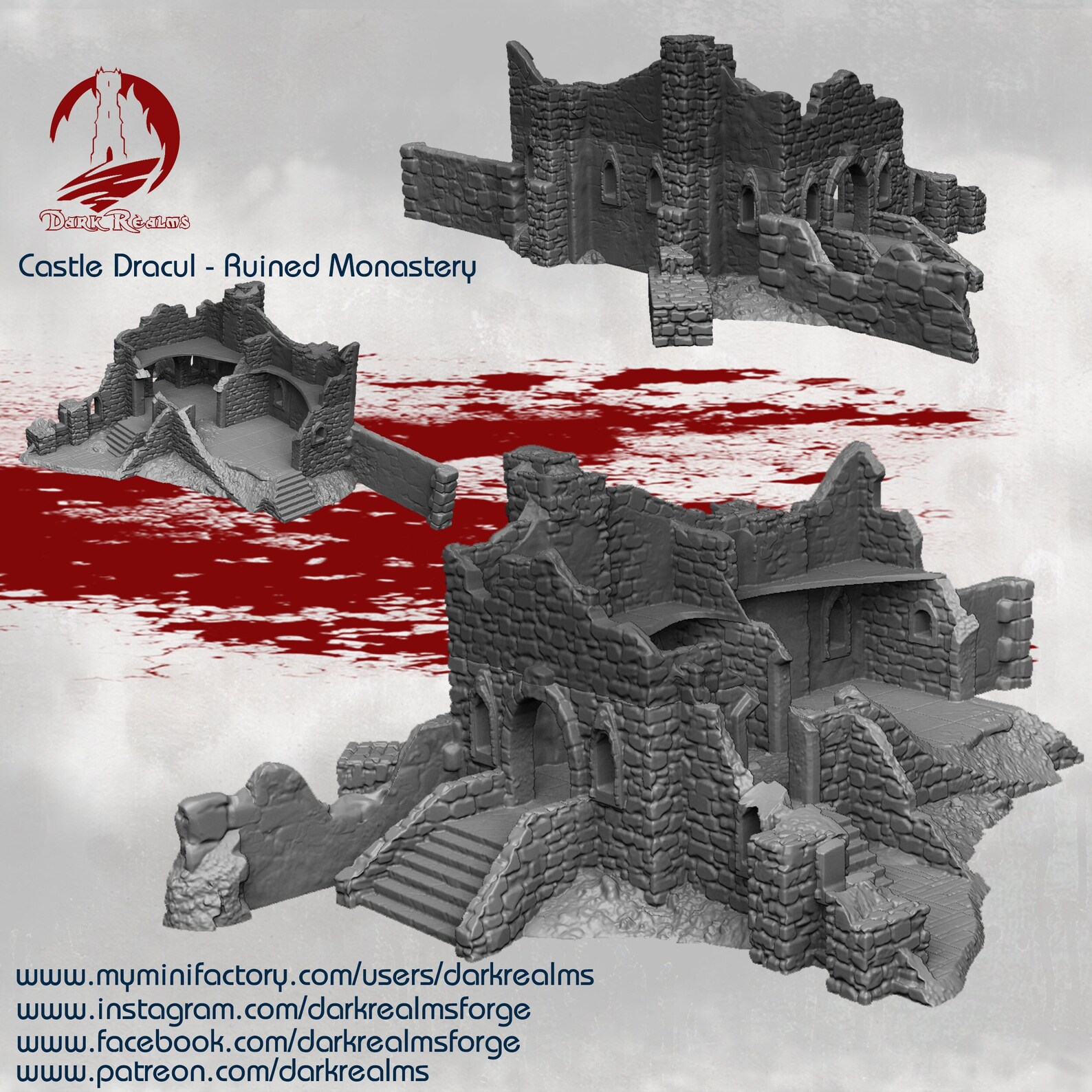 Ruined Monastery Miniature Terrain, Dnd Tabletop Wargaming - Etsy
