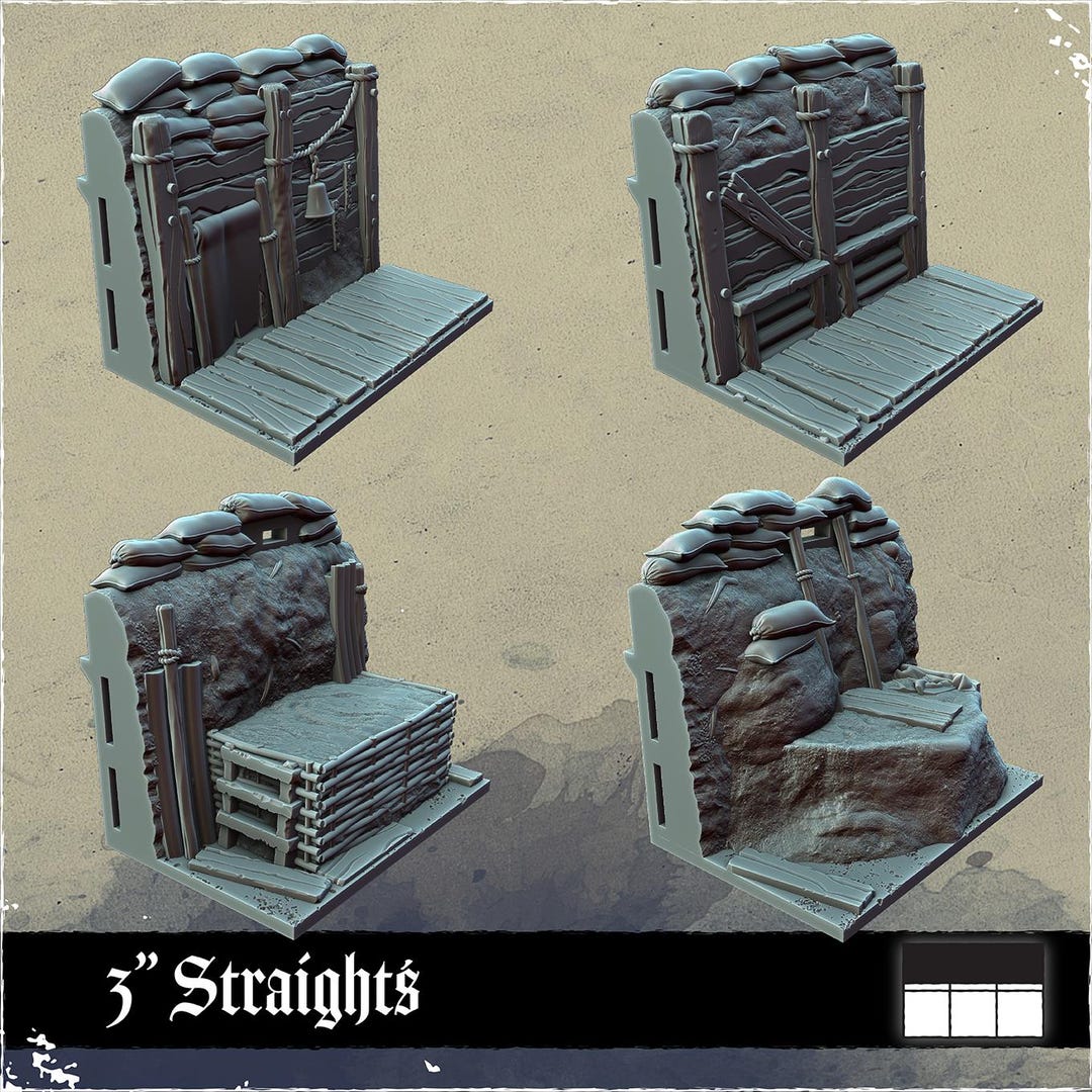 Trench Tiles 3" Straights Trench Crusade Miniature, No Man's Land ...