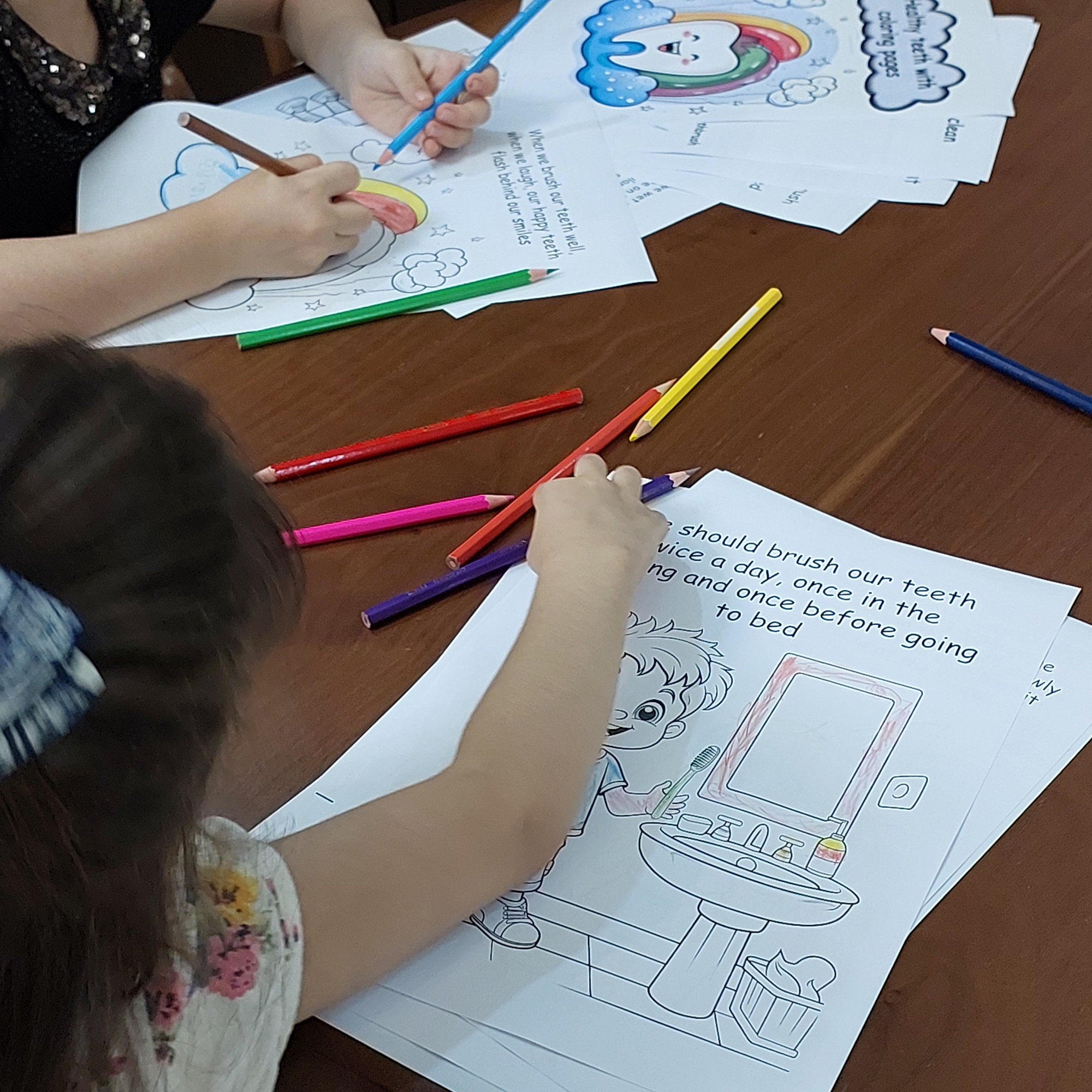 Healthy Teeth With Coloring Pages Kids Coloring Activity Gift for ...