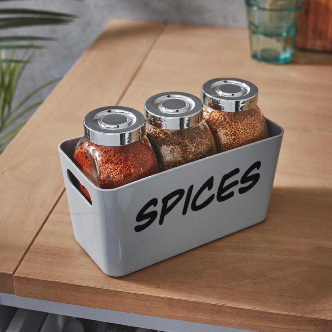 6.01 Personalized Plastic Storage Baskets in Grey Custom Wham Baskets ...