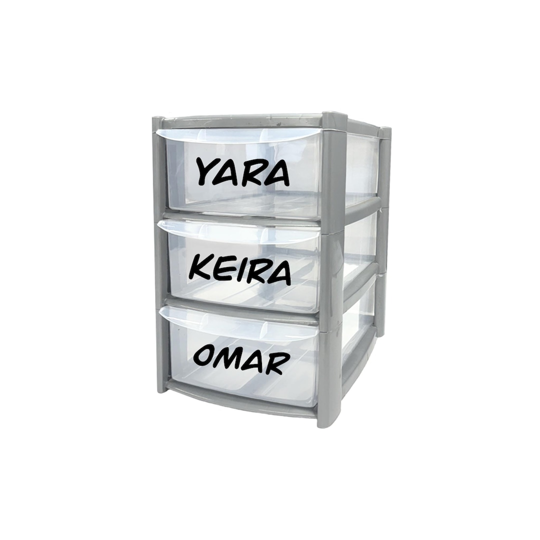 Personalised 3 Drawer Mini Storage Tower – Silver | Desktop Organizer ...