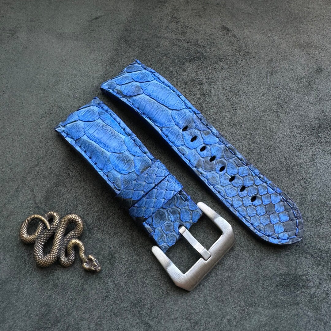 Blue Electric Python Leather Watch Band Panerai Breitling Etc 22 24 ...