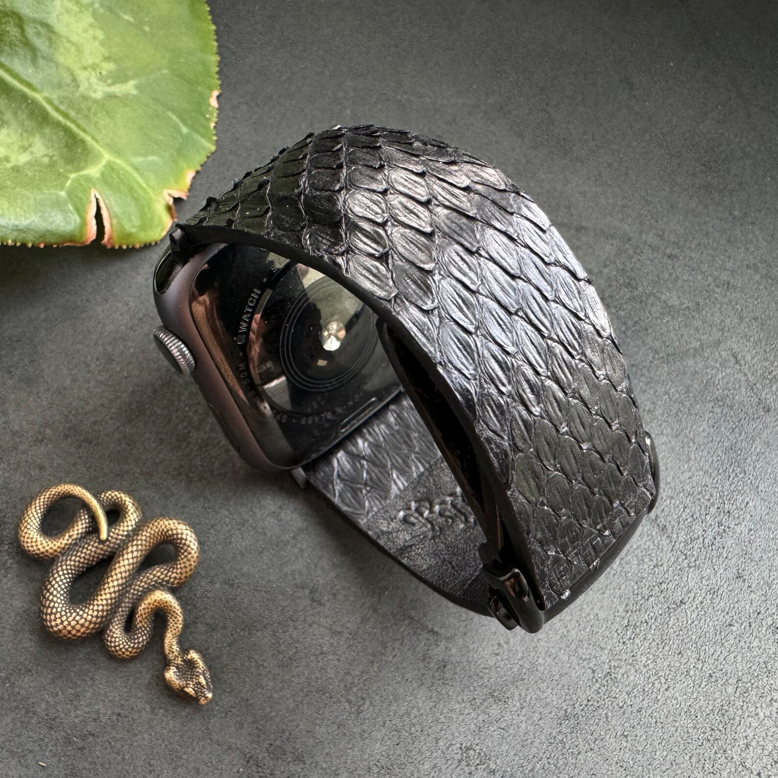 Black Python Leather Apple Watch Band 41mm 45mm 49mm - Etsy