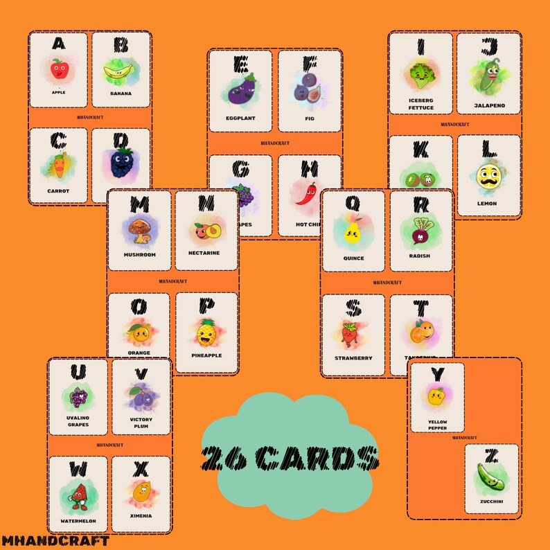 Printable Alphabet Flash Cards ,fruit & Vegetable Activities,preschool ...