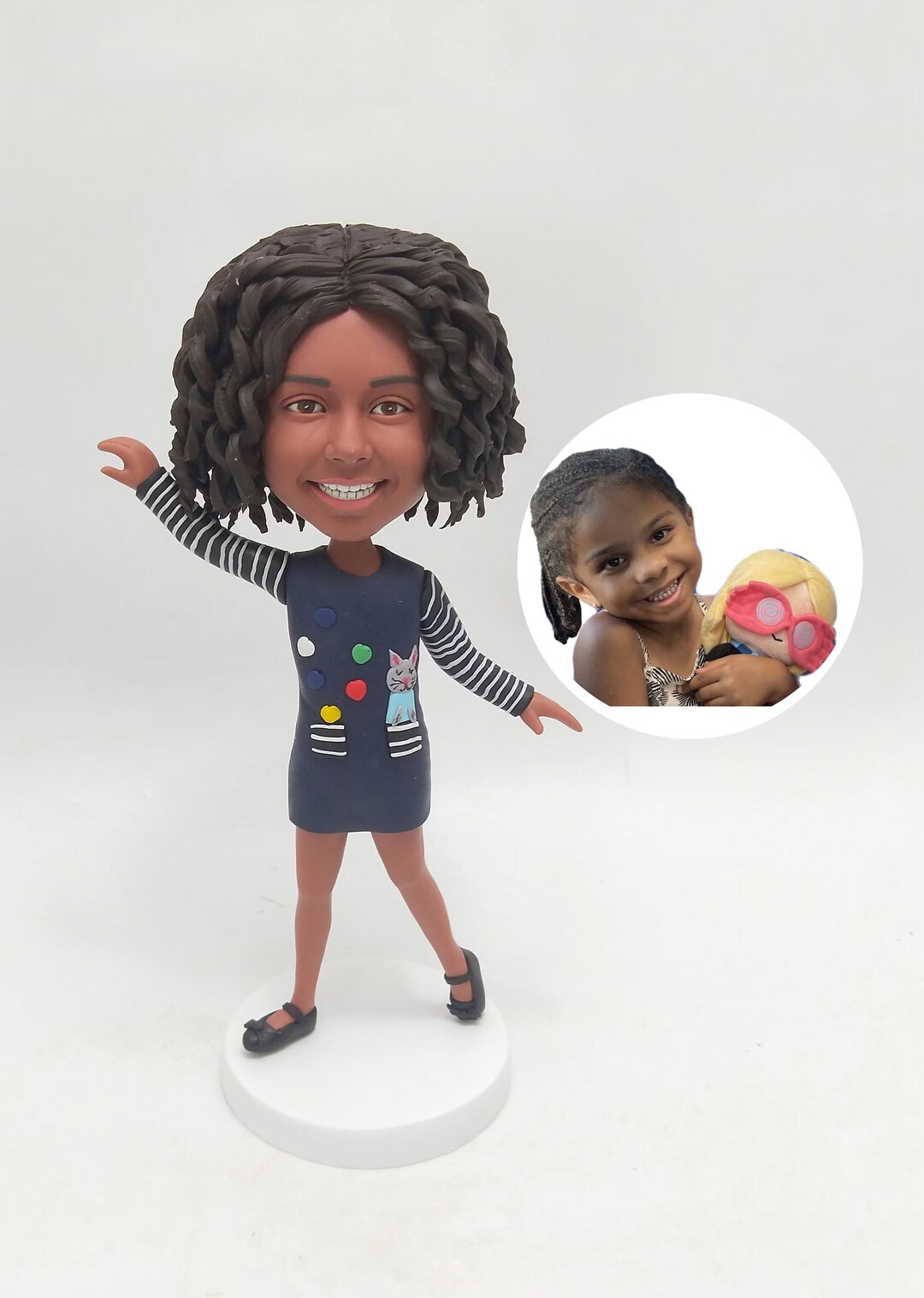Custom Girl Bobblehead Personalized Child Figurine in Playful Pose With ...