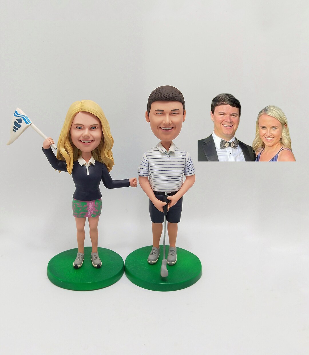 Custom Golf Couple Bobblehead Set With Course Gear for Sporty Partner ...