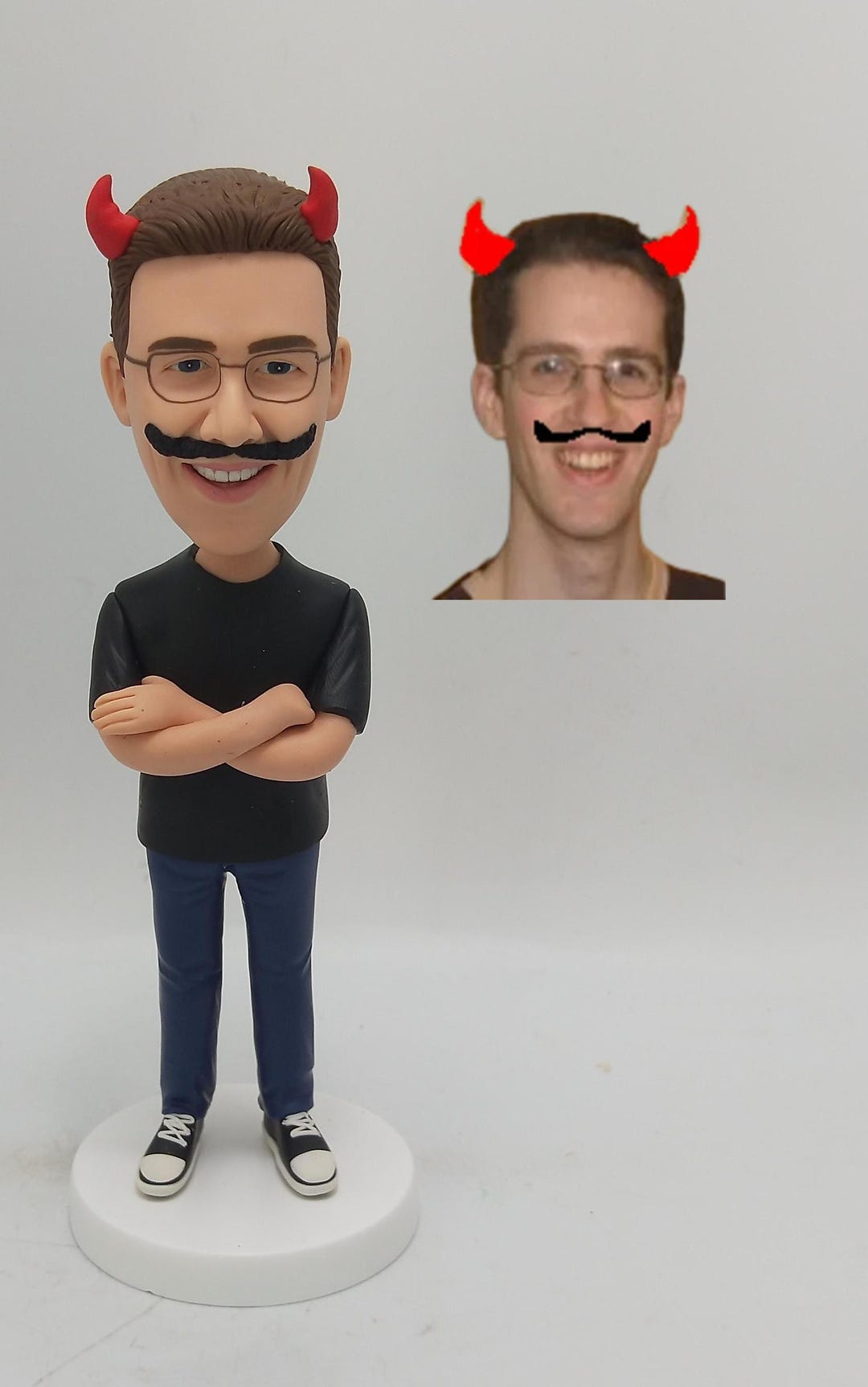 Custom Funny Bobblehead With Devil Horns Personalized Figurine Unique ...