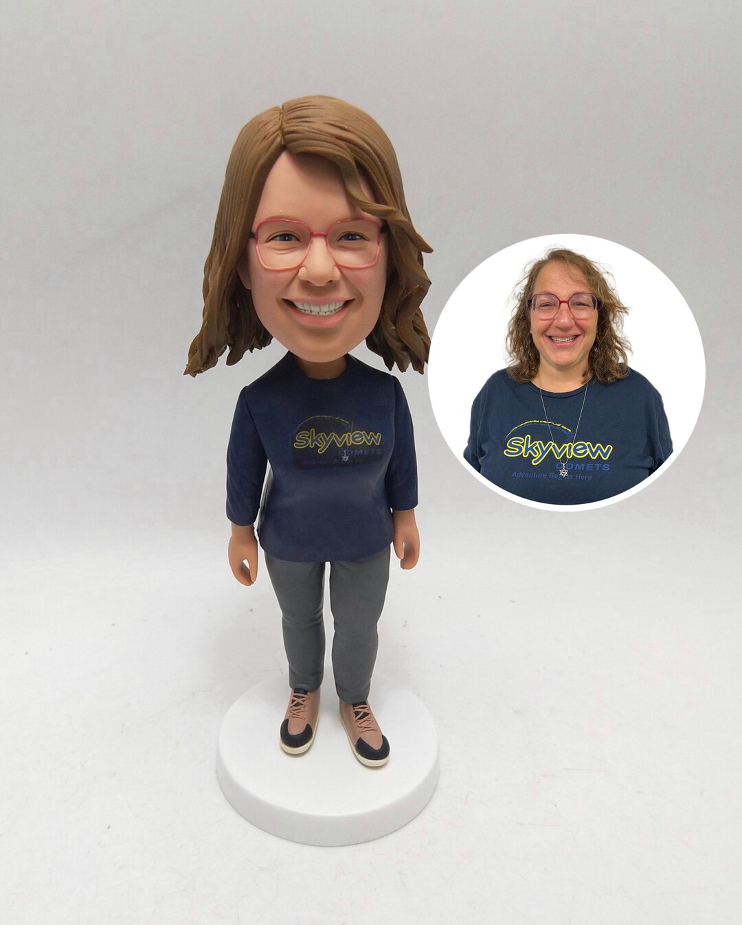 Custom Teacher Bobblehead – Personalized Gift With Glasses, School Logo ...