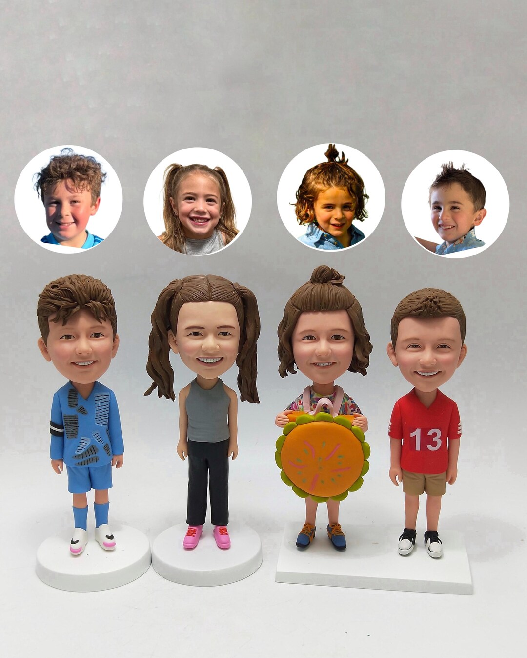 Custom Kids Bobbleheads Set Personalized From Photo as Gift for ...