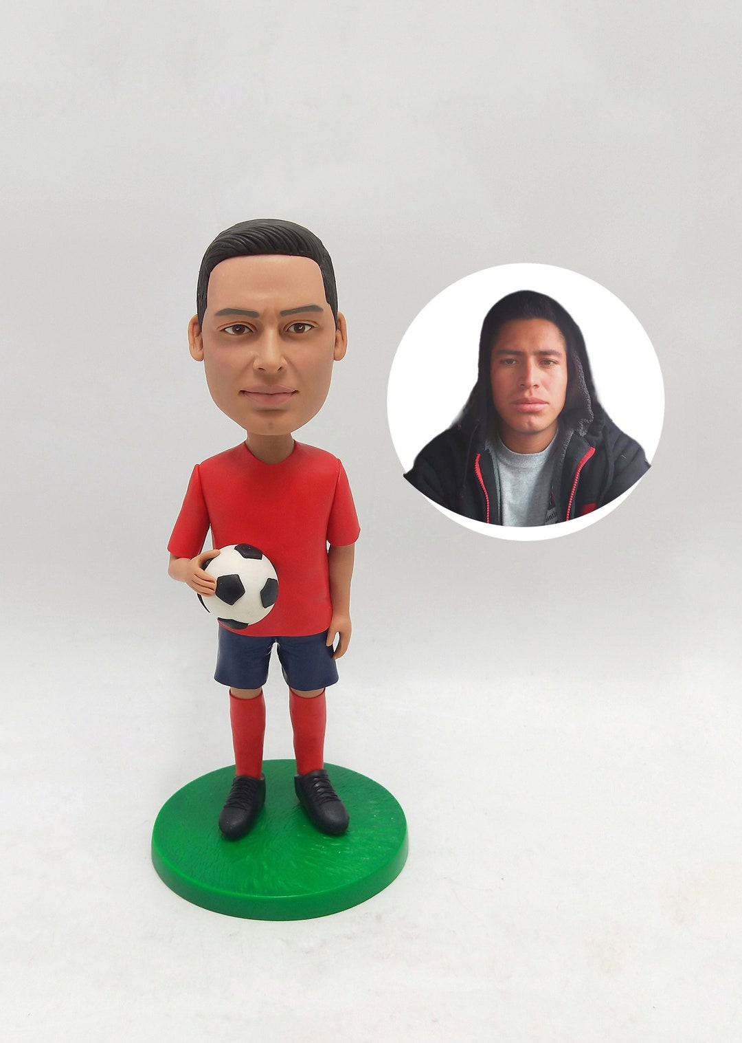 Custom Footballer Bobblehead With Ball in Team Kit and Personalised ...