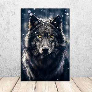Black Wolf Art Print Wolf Painting Animal Art Contemporary Art Gift for ...