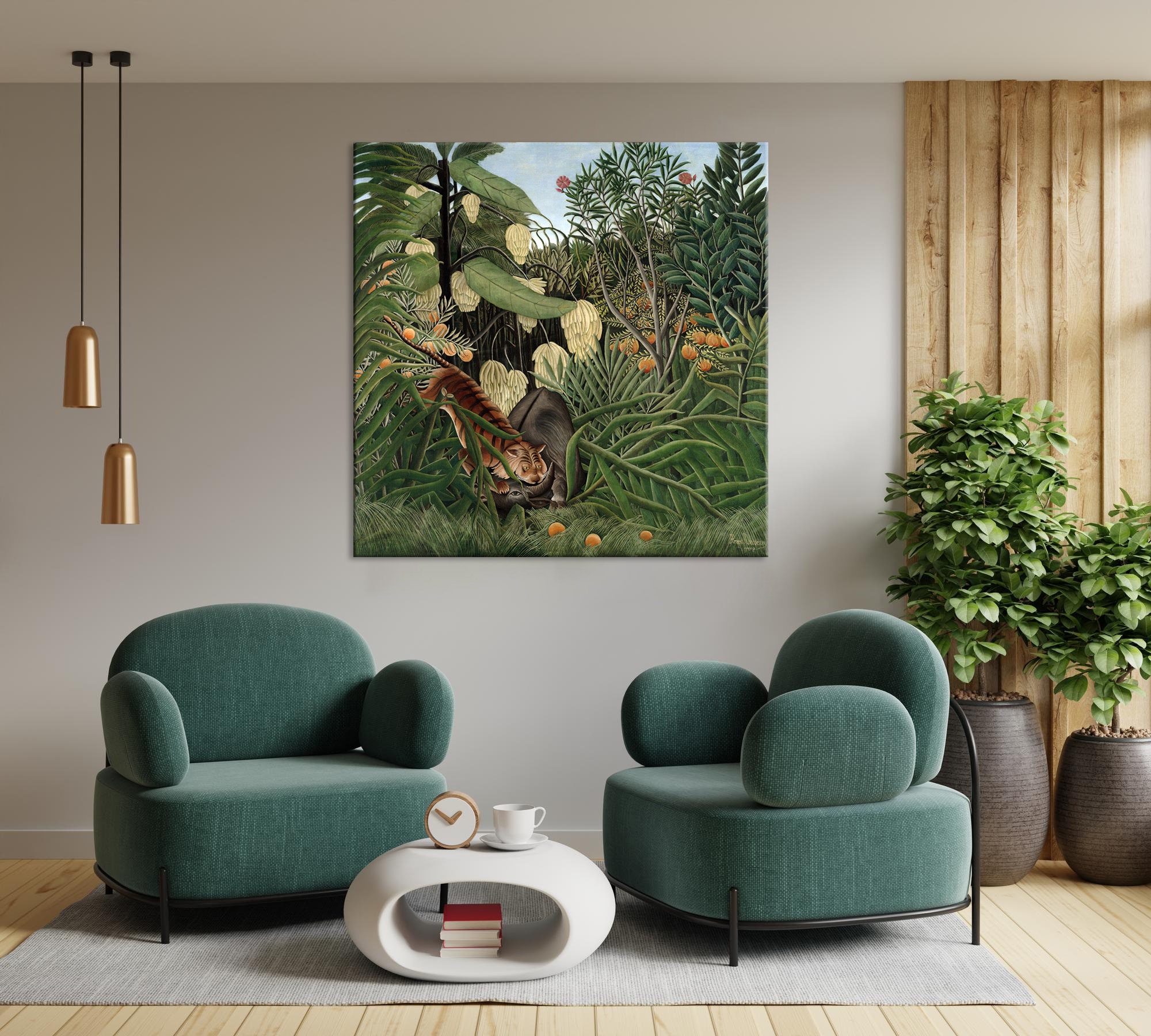 Fight Between a Tiger and Buffalo 1908 Henri Rousseau Canvas Wall Art ...