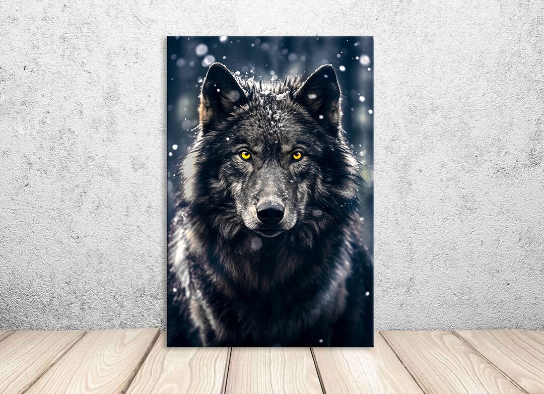 Black Wolf Art Print Wolf Painting Animal Art Contemporary Art Gift for ...
