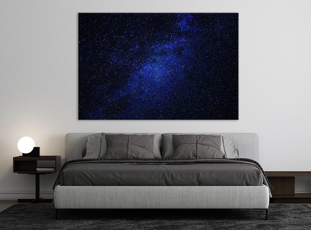 Starry Night Sky Canvas Print, Milky Way Galaxy Art, Deep Space ...