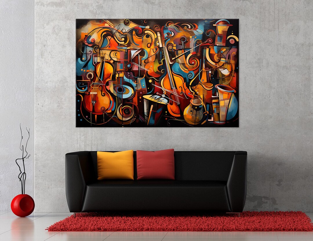 Abstract Music Canvas Print, Colorful Instrument Art, Modern Musician ...