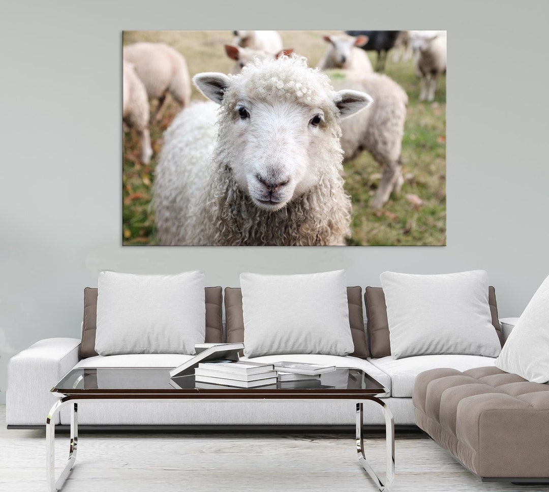 Rustic Sheep Wall Art - Farm Animal Canvas Print, Cozy Country Home ...