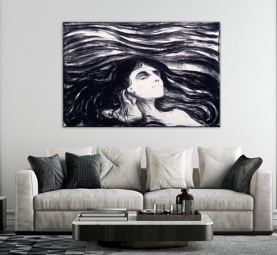 Lovers in the Waves Canvas - Edvard Munch Romantic Art, Expressionist ...