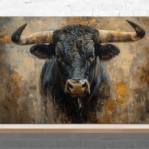 Bull Canvas Wall Art, Rustic Animal Print, Modern Farmhouse Decor ...