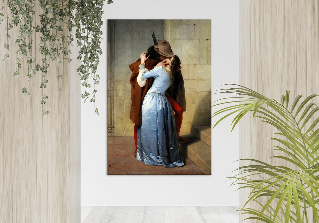 The Kiss 1859 Francesco Hayez Canvas Art Print Famous Painting ...