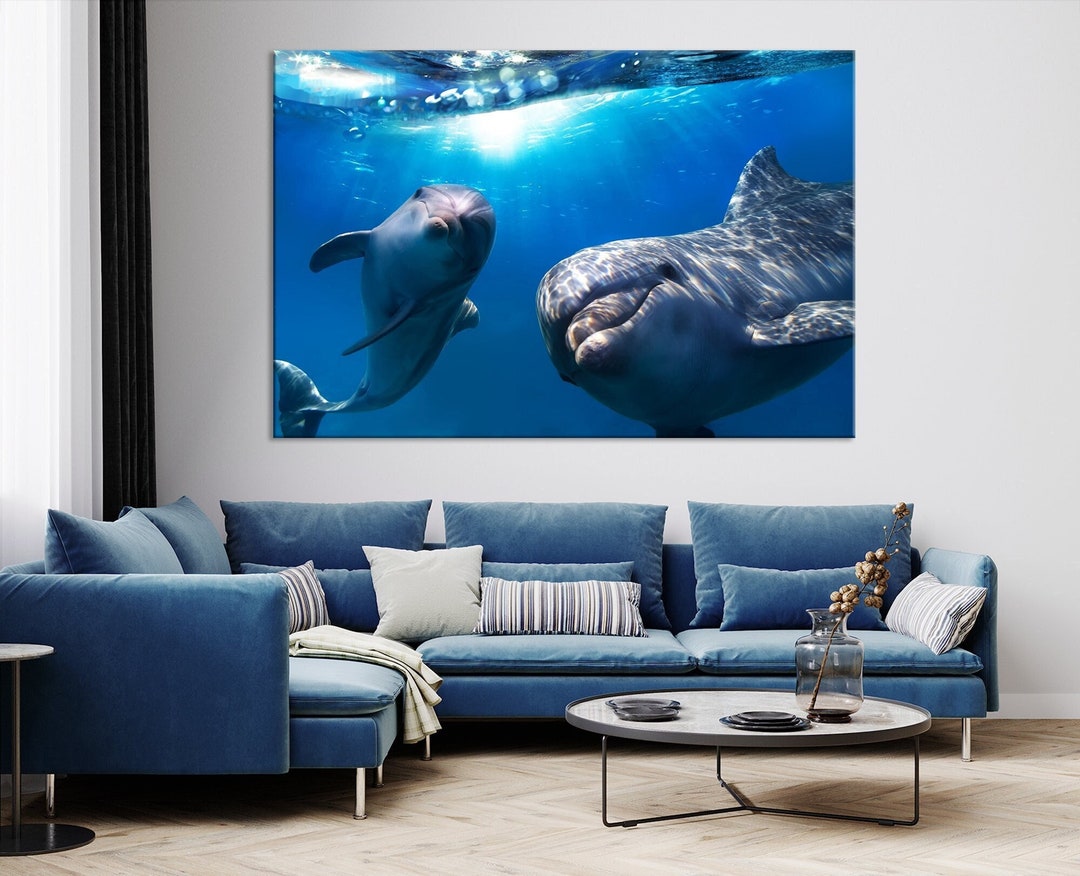 Dolphin Duo Underwater Photography – Playful Ocean Scene, Marine ...