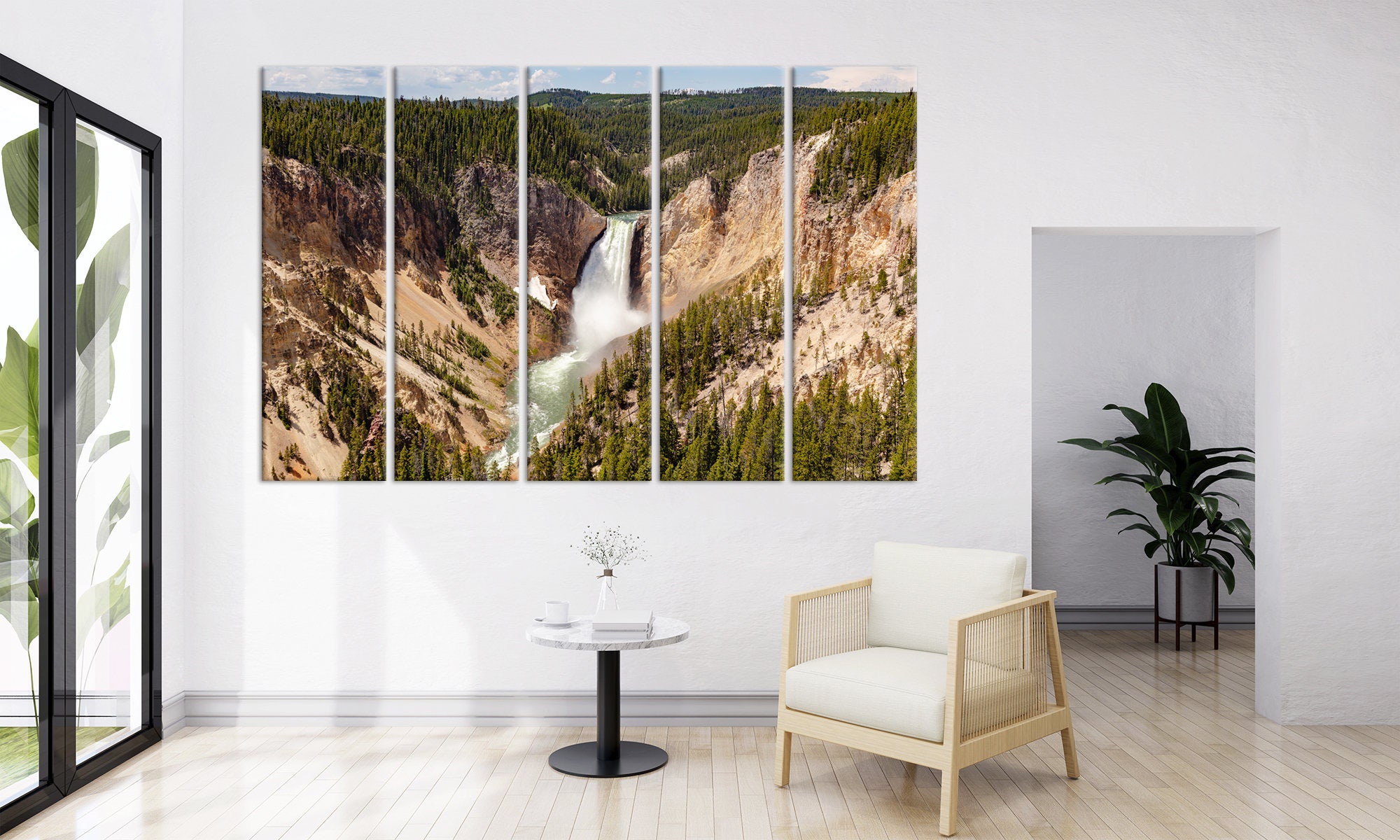Yellowstone National Park Waterfall Canvas Painting Yellowstone Canvas ...