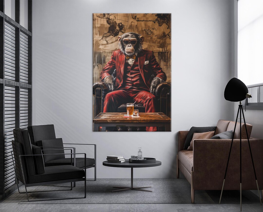Cool Chimp in Suit Canvas – Monkey Wall Art –urban Graffiti Animal ...