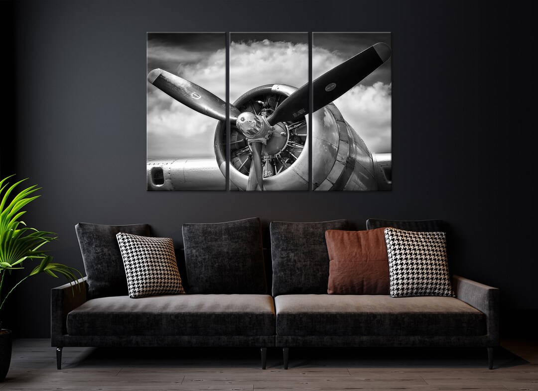 Airplane Propeller Canvas Print Vintage Airplane Canvas Wall Art Man ...