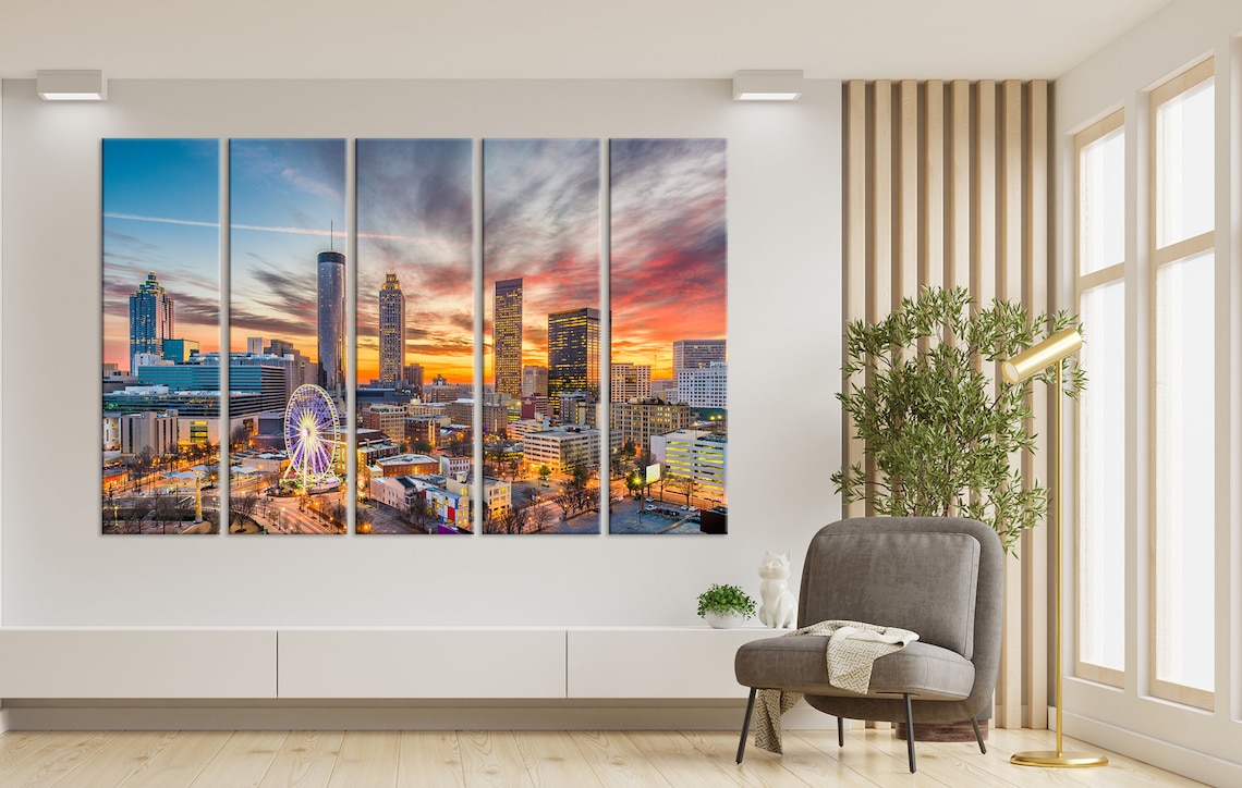 Atlanta Skyline Wall Art Atlanta Canvas Print Skyline Canvas Office ...