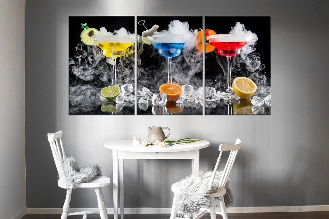 Cocktail Wall Art Bar Wall Decor Drink Artwork Colorful Print Kitchen ...