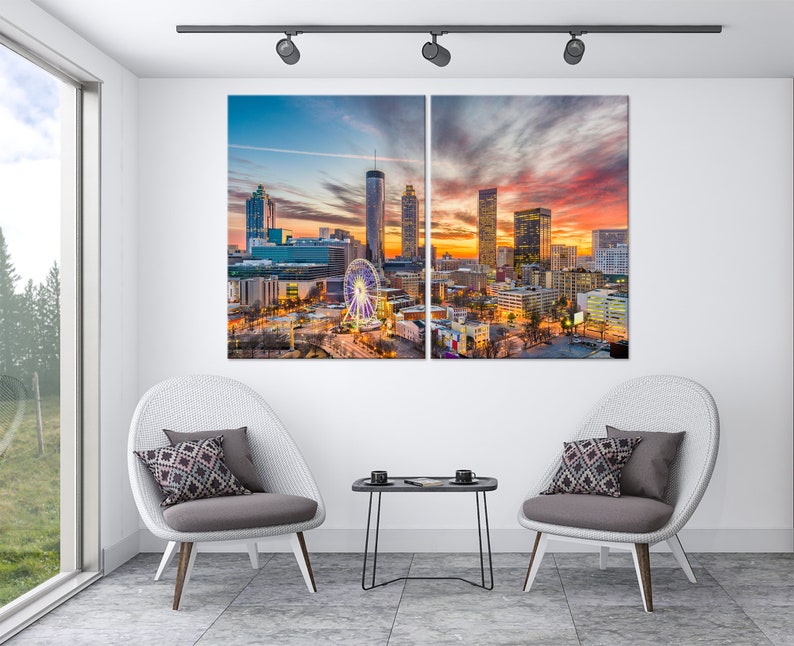 Atlanta Skyline Wall Art Atlanta Canvas Print Skyline Canvas Office ...