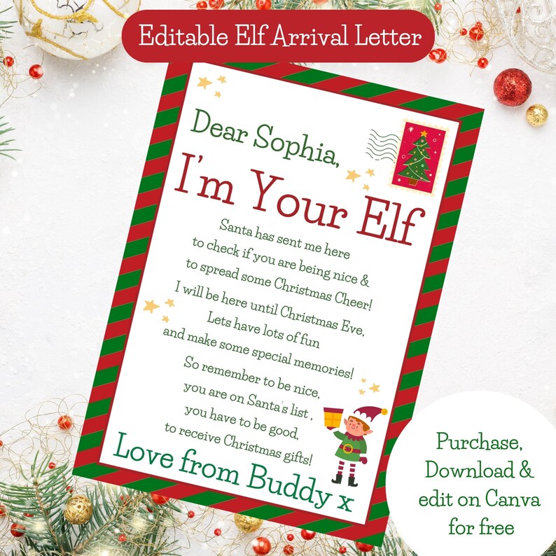 Editable Elf Arrival Letter, Elf Arrival Idea, Goodbye Letter ...