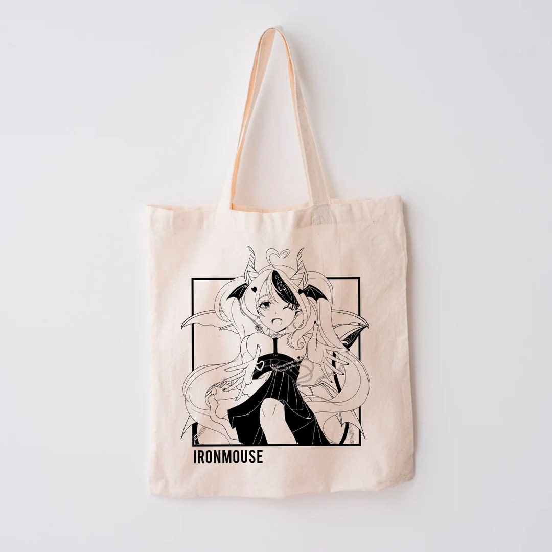 Ironmouse Tote Bag, Vtuber Tote Bag, Ironmouse Fan Merch, Cotton Canvas ...