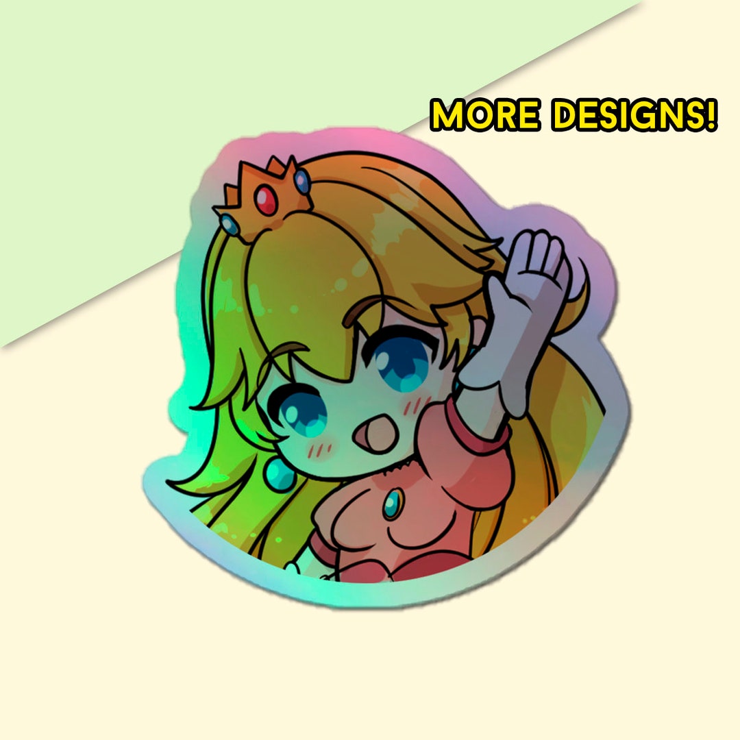 Princess Peach Holographic Sticker Chibi Stickers, Kiss Cut Stickers ...